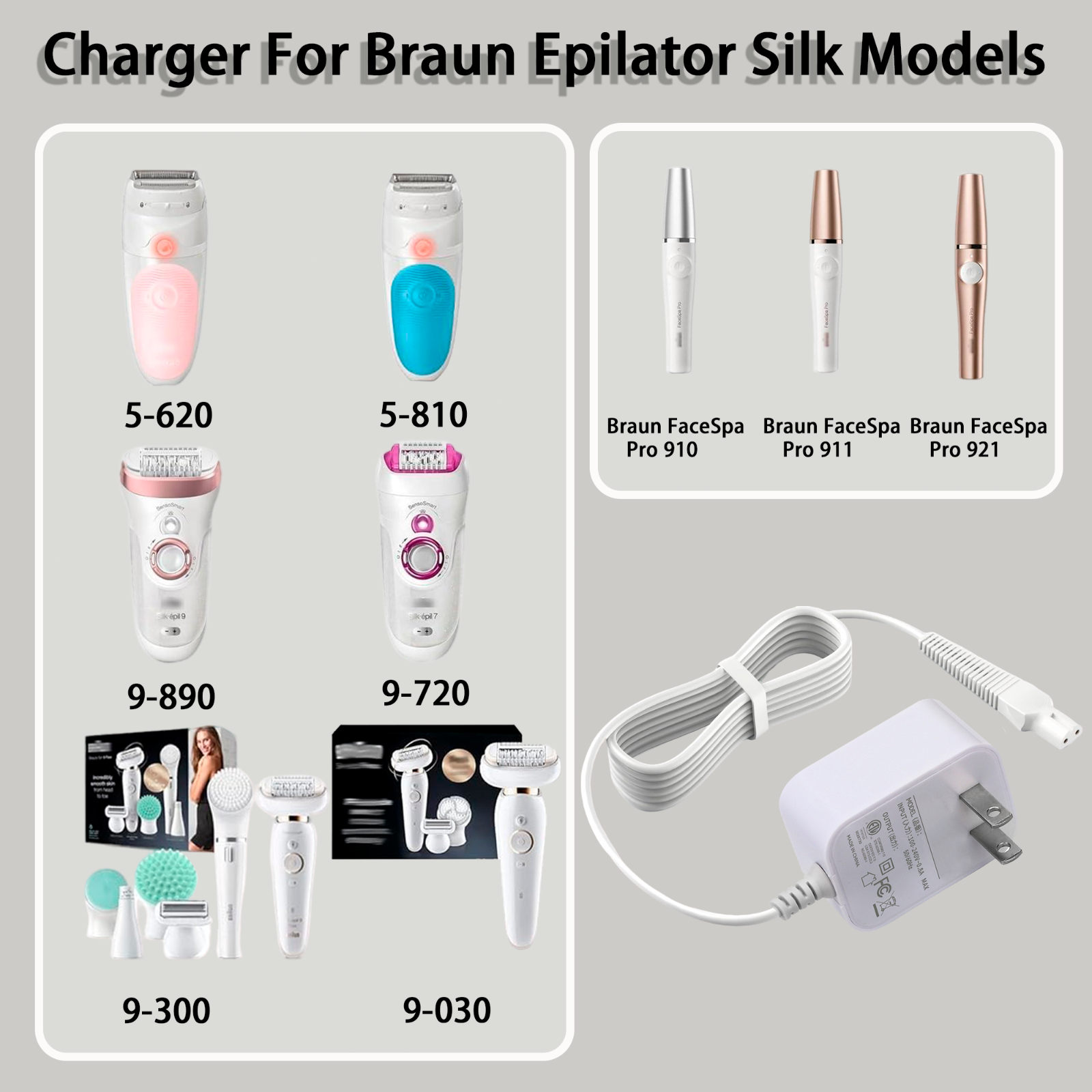 Charger for Braun Silk Epil 9 9-961 9-969 9-995 9-990 9-985 Epilator A – Pwron