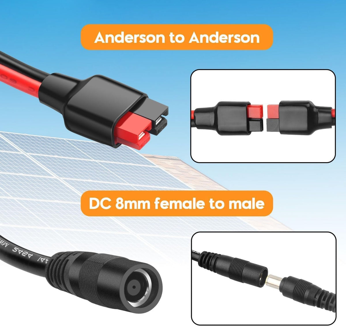 Adapter For Anderson to DC 8mm Cable 1 to 2 High Power Port For GZ Pow ...